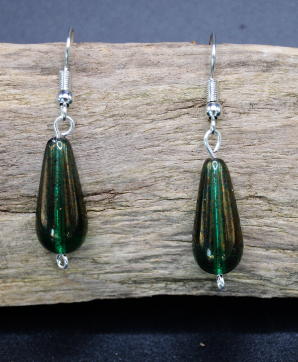 Enchanting Evergreen: Czech Glass Elegance in Forest Green – River Inspired